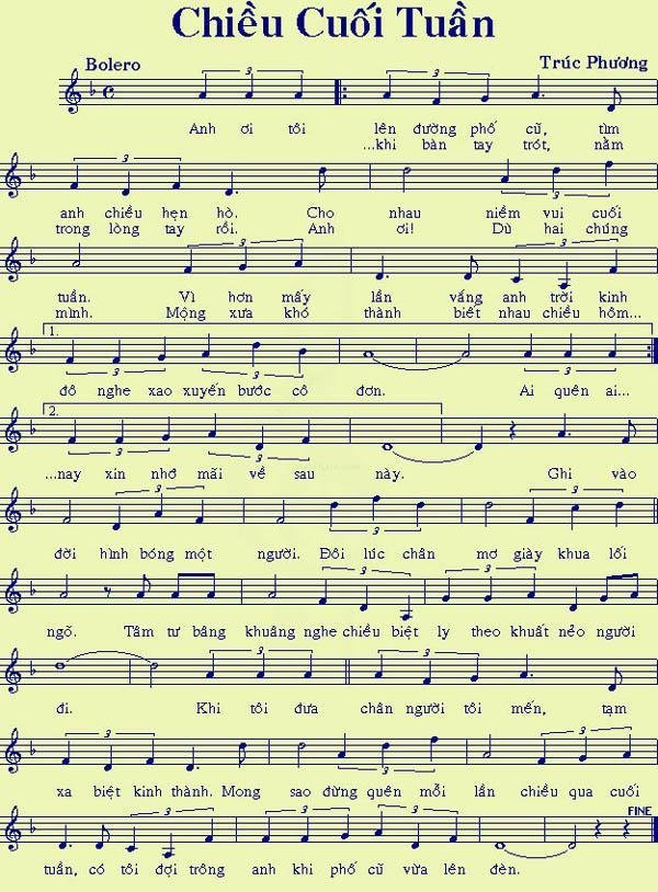Sheet Nhạc Chiều Cuối Tuần - Trúc Phương - Cùng Tập Nhạc