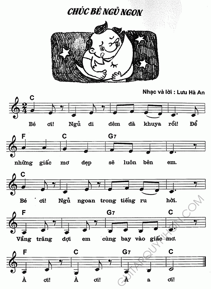 Sheet Nhạc Chúc Bé Ngủ Ngon - Lưu Hà An - Cùng Tập Nhạc
