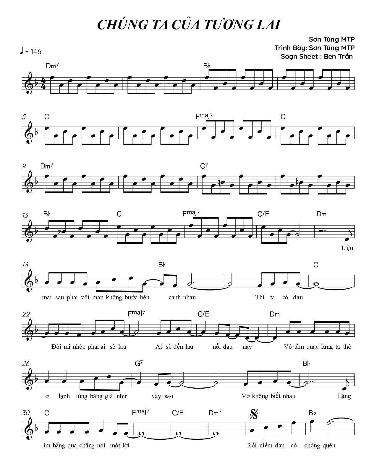 Sheet Nhạc Chúng Ta Của Tương Lai - Sơn Tùng M-Tp - Cùng Tập Nhạc