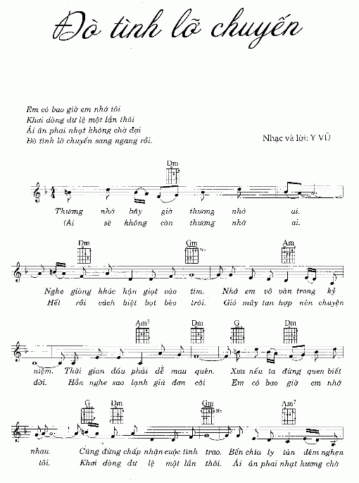 Sheet Nhạc Đò Tình Lỡ Chuyến - Y Vũ - Cùng Tập Nhạc