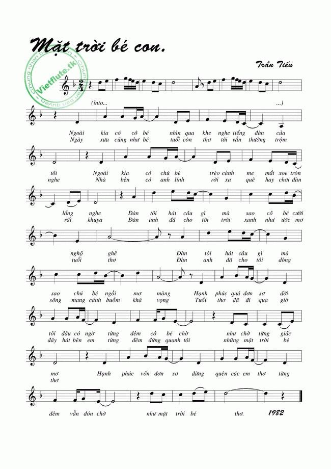 Sheet Nhạc Mặt Trời Bé Con - Trần Tiến - Cùng Tập Nhạc