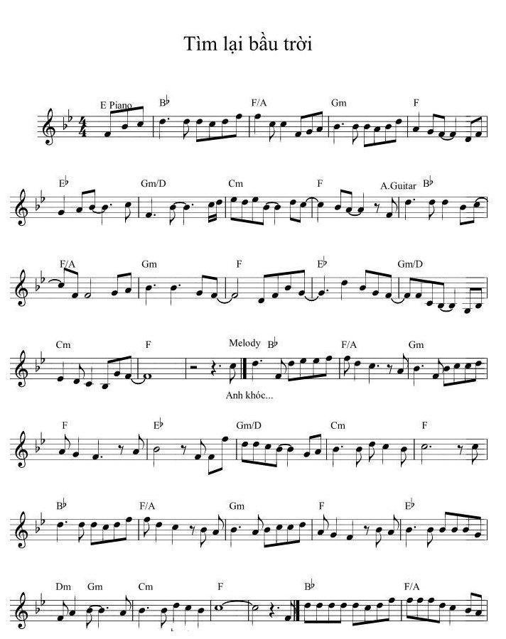 Sheet Nhạc Tìm Lại Bầu Trời - Chưa Chọn - Cùng Tập Nhạc